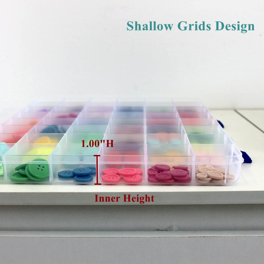 BangQiao 2 Pack Fixed 48 Grids Clear Plastic Divider Storage Box, Transparent Organizer Container Case for Bead, Button, Jewelry, Diamond, Craft, Small Parts, Sewing Kit,DIY Accessories