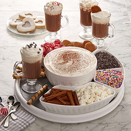 Chicago Metallic Taco Party Multi-Use Rotating Entertaining Set, 6-Piece, White