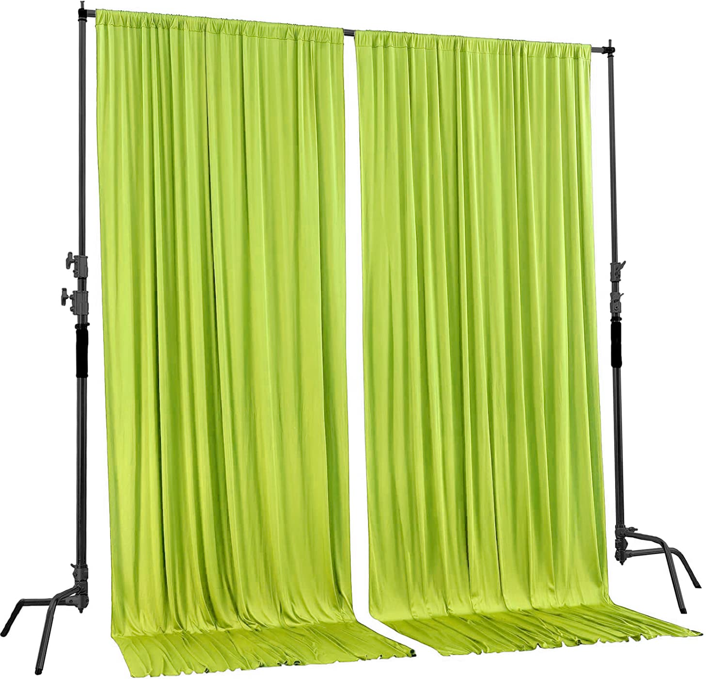 AK TRADING CO. 10 feet x 10 feet Light Green Polyester Backdrop Drapes Curtains Panels with Rod Pockets - Wedding Ceremony Party Home Window Decorations, 5FT x 10FT