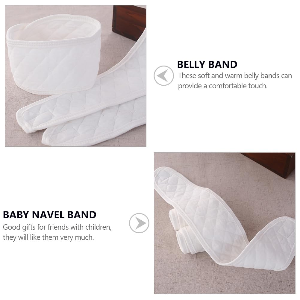 ARTIBETTER 6pcs Cotton Baby Belly Band Infant Umbilical Cord Soft Newborn Navel Belt (White)