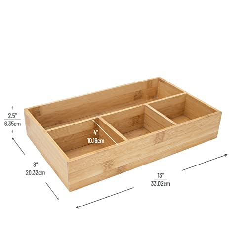 Mind Reader Bamboo Desk, Drawer, Coffee Condiment, Makeup Organizer, 4-Section, Brown