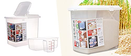 JapanBargain 1826, Set of 2 Large Japanese Kitchen Pantry Storage Containers Kome Bitsu Rice Storage Container 22 lbs, Made in Japan