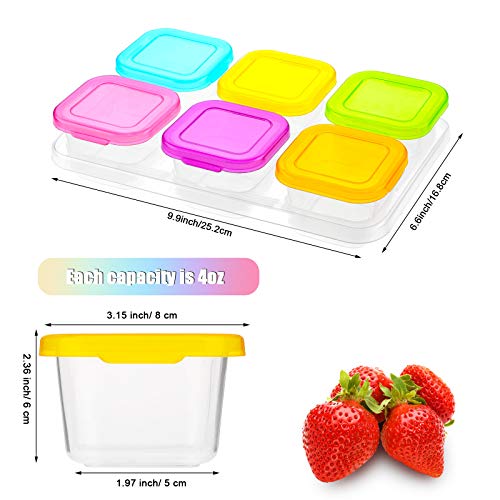 24 Pieces Baby Food Storage Freezer Containers, 4 oz Plastic Baby Food Jars with Leakproof Lids, Small Baby Blocks Snack Containers and White Sticker Label for Infant Babies