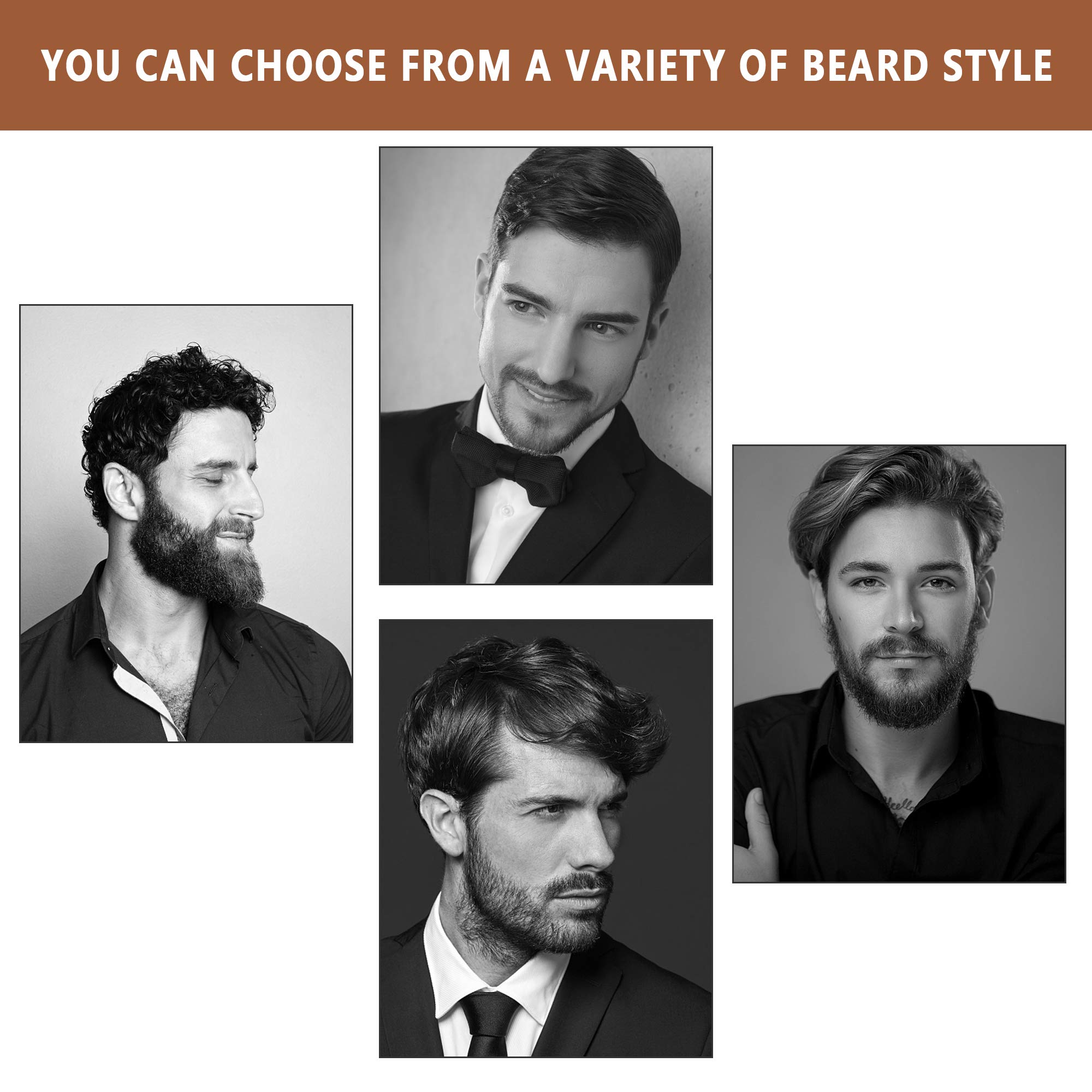 Akamino 4 Pack Beard Brush for Men - Men's Beard Brush With Round Plastic Handle and Soft Boar Bristles For Beard Oil Styling & Grooming