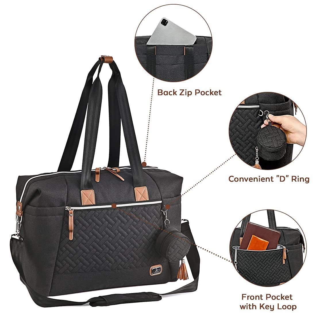 Dikaslon Diaper Bag Tote with 2 Pack Stroller Hooks, Pacifier Case and Changing Pad, Large Travel Diaper Tote for Mom and Dad, Multifunction Baby Bag for Boys and Girls