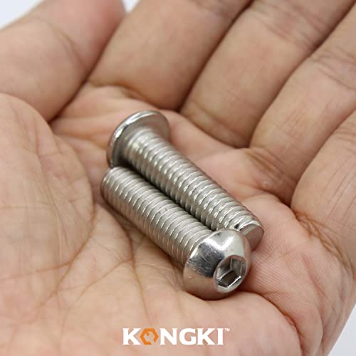 3/8-16 x 1" Button Head Socket Cap Bolts Screws, 304 Stainless Steel 18-8, Allen Hex Drive,Fully Machine Thread, Bright Finish, 15 PCS