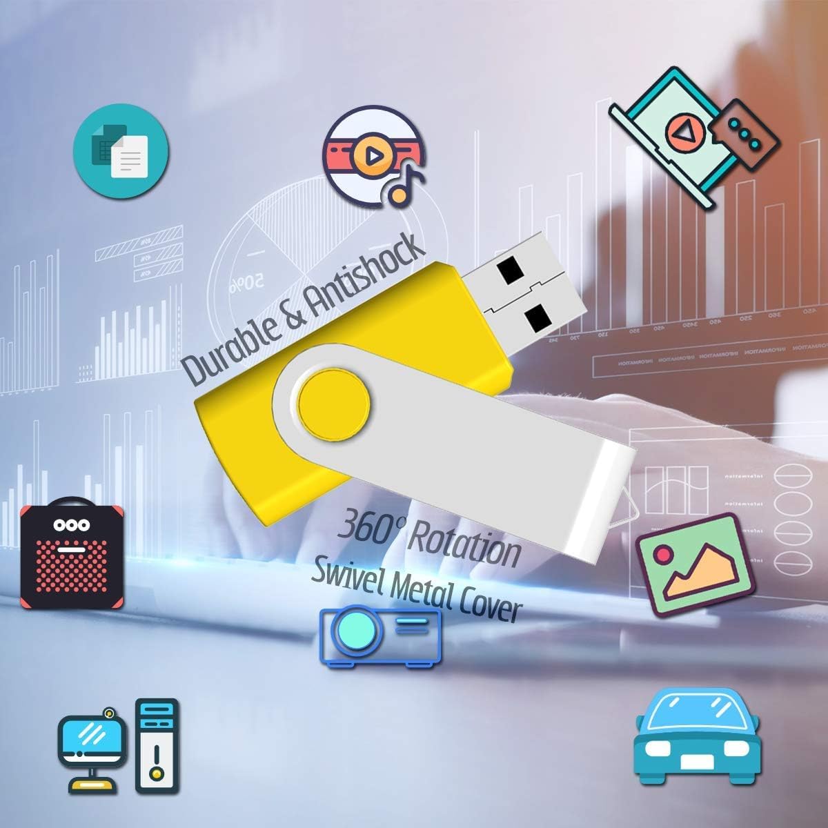 2GB USB Flash Drives 10 Pack and USB Case of 10 Slots Bundle USB Holders to Organize 10 Thumb Drives 2 GB