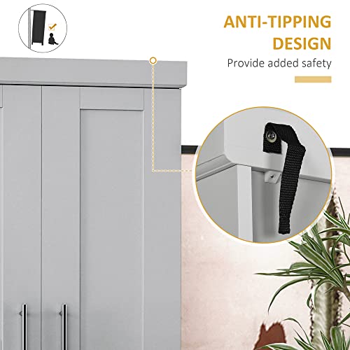 HOMCOM Modern Kitchen Pantry Freestanding Cabinet Cupboard with Doors and Drawer, Adjustable Shelving, Grey
