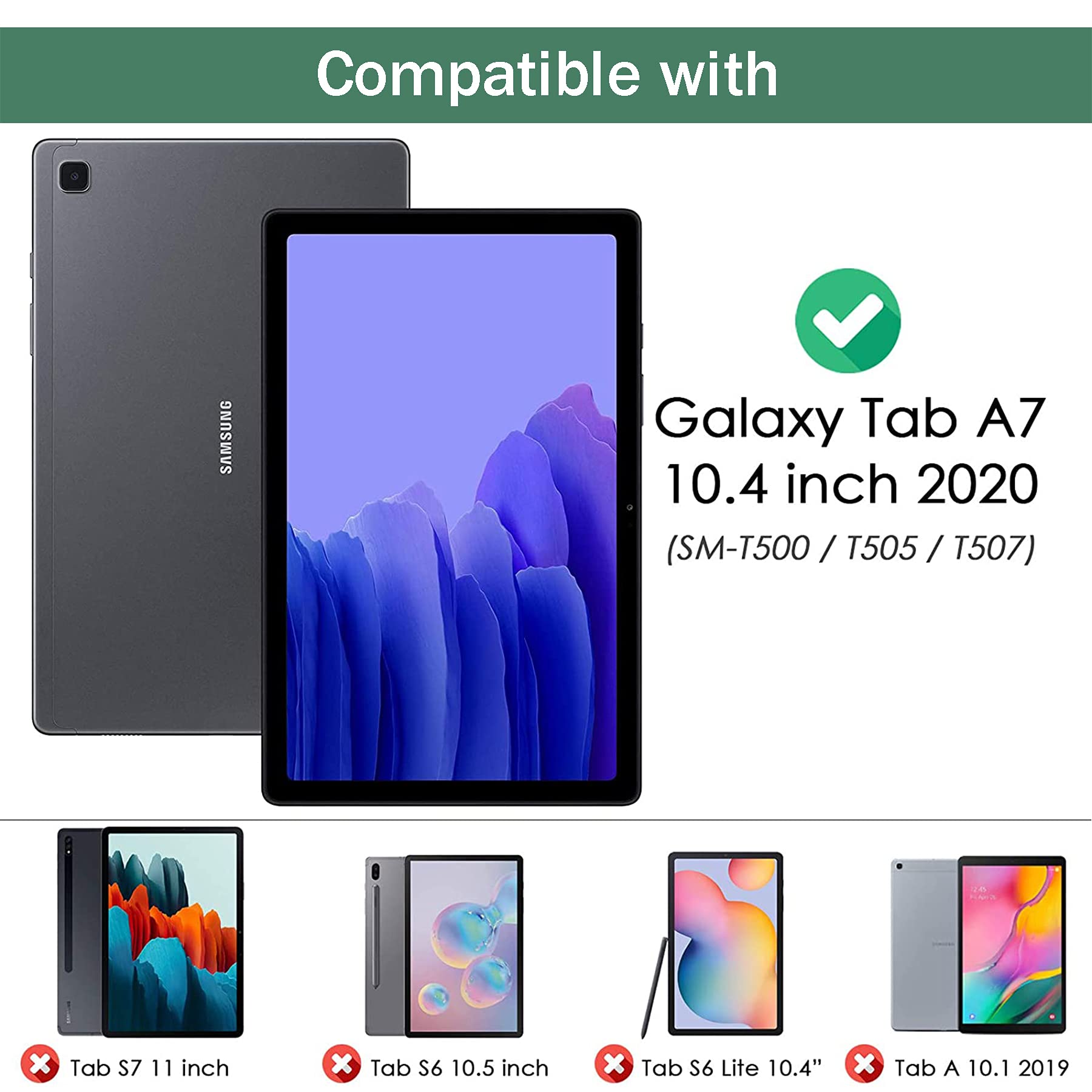 Galaxy Tab A7 Case 10.4 Inch (SM-T500 T503 T505 T507), Protective Stand Case Clear Hard Shell Cover for 10.4 Inch Samsung Tab A7 Tablet 2020 - Green