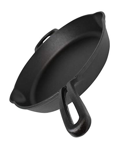 Mirro MIR-19053 12" Pre-Seasoned Ready to Use Round Cast Iron Skillet with Helper Handle, Black