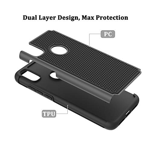 yuanming T-Mobile Revvl 4 Case,Revvl 4 Case,with HD Screen Protector [Shock Absorption] Hybrid Dual Layer TPU & Hard Back Cover Bumper Protective Case Cover for T-Mobile Revvl 4 (Black Armor)