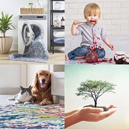 ReaLife Machine Washable Rug - Stain Resistant, Non-Shed - Eco-Friendly, Non-Slip, Family & Pet Friendly - Made from Premium Recycled Fibers - Moroccan - Gray, 5' x 7'