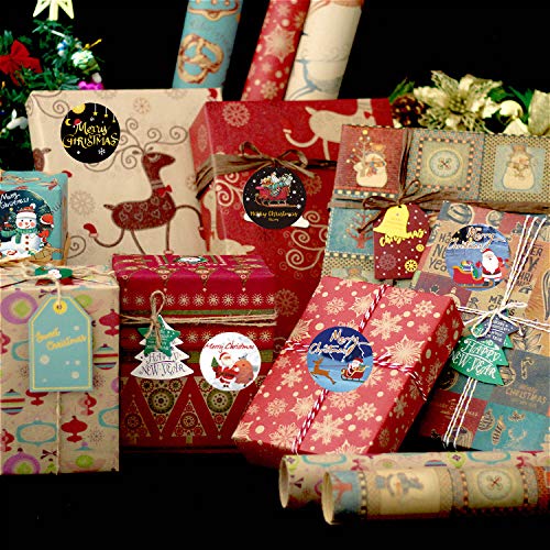 10 Designs Merry Christmas, Deer, Snowman, Christmas Tree Stickers Labels Envelope Decorative Seals -200 Packs 1.5inch