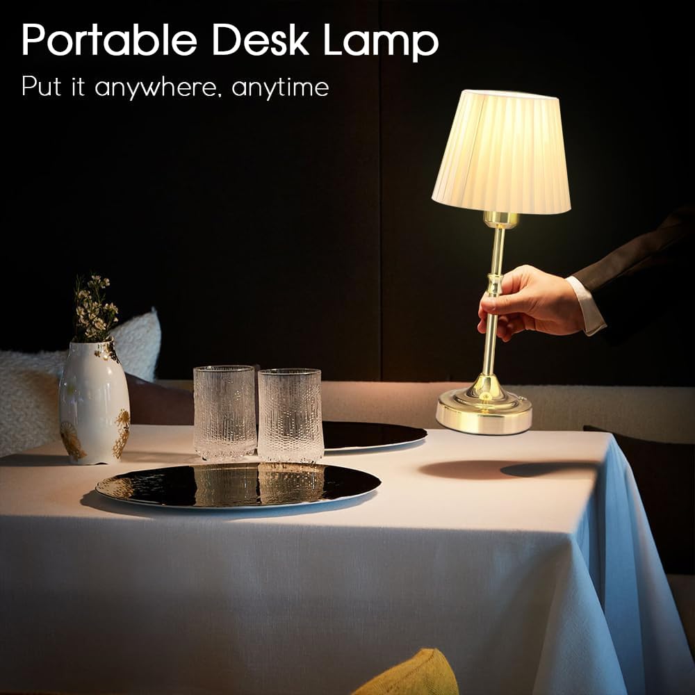 Leroxo Portable Metal LED Lamp, Cordless Metal Lamp, Touch Control Charging Lamp3-Levels Brightness Rechargeable Bedside Lamp,Laser,LED lamp