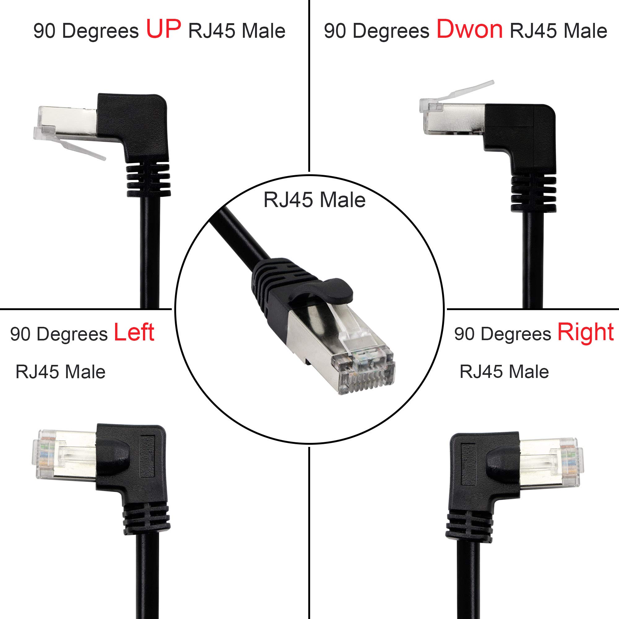 Cat5 Ethernet Cable,RJ45 Male to Male 90 Degree Internet Network LAN Cable Patch Cord for PC, Router, Modem, Printer, Xbox, PS4-1.5FT (Angle Right)