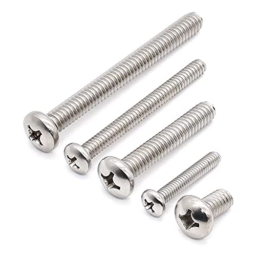 Glvaner #6-32 x 3/8" (100 pcs) Pan Head Machine Screws, 18/8 Stainless Steel 304, Phillips Drive Cross Round Head Machine Screws, Fully Threaded, Machine Coarse Thread