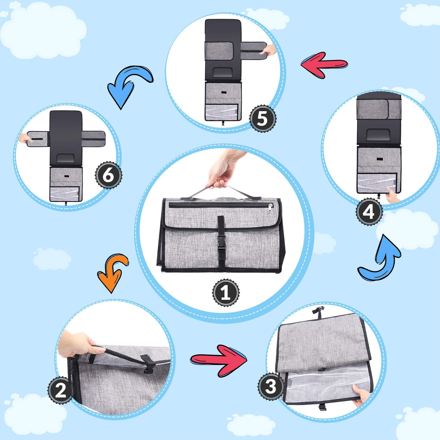 Portable Changing Pad - Baby Travel Changing Pad for Easy Travel - Travel Diaper Changing Pad - On The Go Diaper Pad Changing Mat - Foldable Changing Pad for Moms and Dads - Diaper Pad Changing Mat