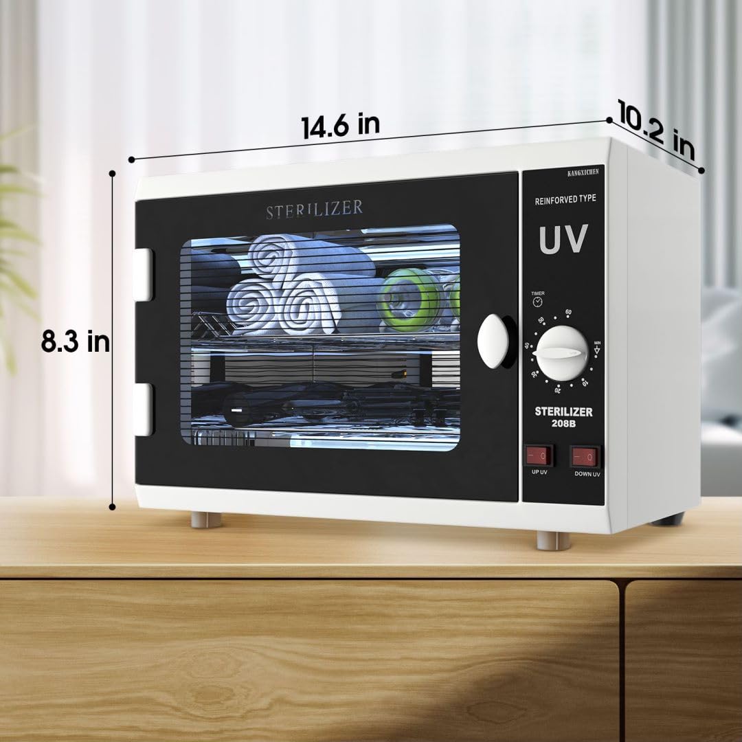 UV Sterilizer Cabinet. Dual Lamp Ultraviolet Disinfection Cabinet with Timer Setting, Suitable for Sterilization and Disinfection of Various Items
