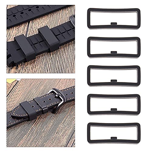 Micro Traders 10x Smartwatch Strap Ring Keeper 22mm Black Watch Band Ring Holder Watch Band Loop Silicone for Sport Watch Compatible with Huawei GT Sports Watch