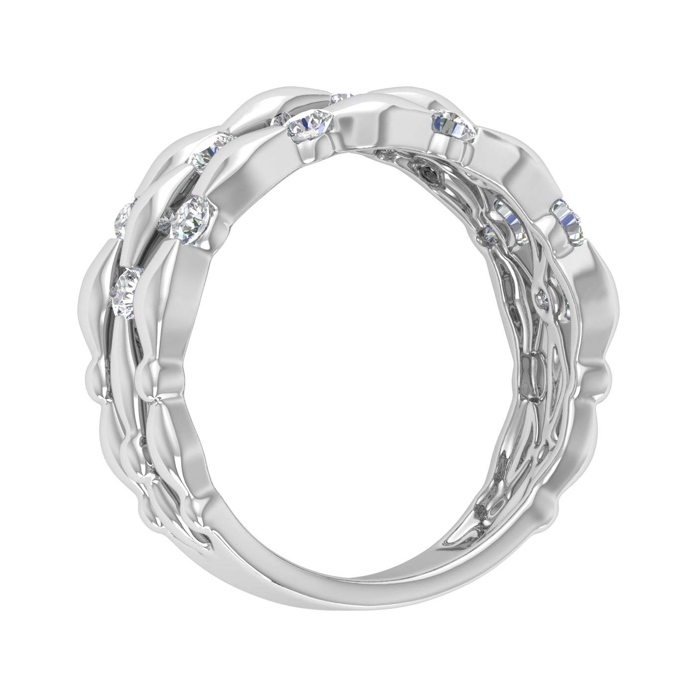 1/2 Carat Diamond 3 Line Wedding Band Ring in 10K White Gold (Ring Size 7.5)