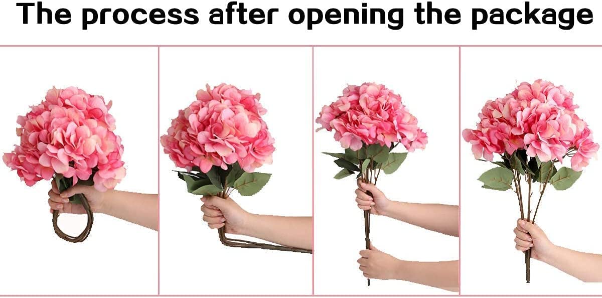 2Bouquets Artificial Vintage Silk Hydrangeas Flowers with Stems,10Heads Flower Home Kitchen Garden Party Festival Bar,Weddings and Celebrations DIY (Dark Gray)