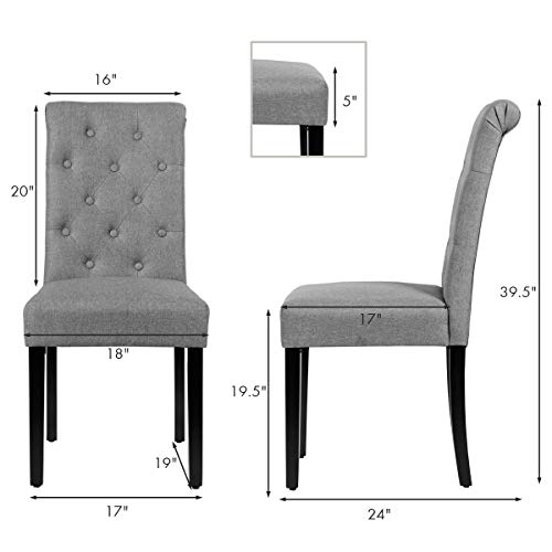 S AFSTAR Upholstered Dinning Chairs Set of 4, Tufted Parsons Chairs with Solid Rubber Wood Legs & Adjustable Feet, High Back Padded Dining Chairs for Kitchen Living Room Restaurant (4, Gray)
