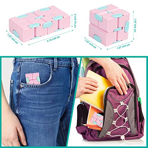 Infinity Cube Fidget Toy Stress Relieving Fidgeting Game for Kids and Adults,Cute Mini Unique Gadget for Anxiety Relief and Kill Time (Macaron Pink)