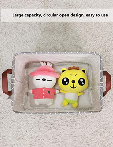 QUEENLALA Rectangular Laundry Hamper/Foldable Nursery Laundry Basket for Organizing/Storage Bin Baskets/Children Toy Office Bedroom/Toy Bin Closet Shelf Baskets(Rec-Grey Wheat)