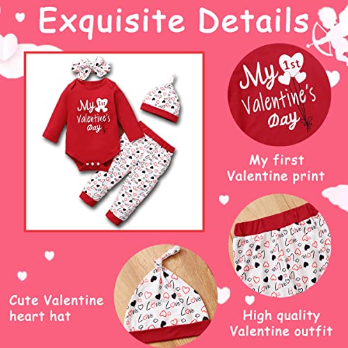 Aslaylme Baby Boys Girls Valentine's Day Outfit Newborn My 1st Valentine's Day Bodysuit (Red,3-6 Months)
