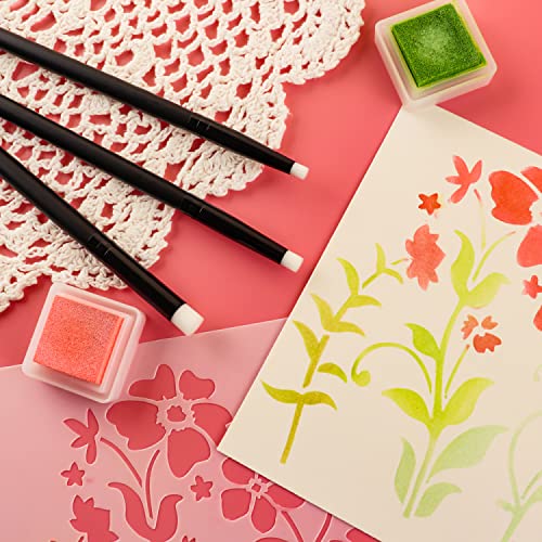 12Pcs Detailed Ink Blending Brushes for Card Making, Ink Blending Brushes Background Blender Paintbrush Art Blending Tool for Card Making Small Detailed Paint Brushes 2 KindsBrush Heads Angled/Flat