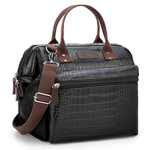 JOYHILL Insulated Lunch Bag Women, Cute Adult Lunch Bag, Water Resistant Leakproof Lunch Bag,Lunch Tote Bag for Women,Lunch Bag Women with Adjustable Shoulder Strap,for Work,Outdoor,Black
