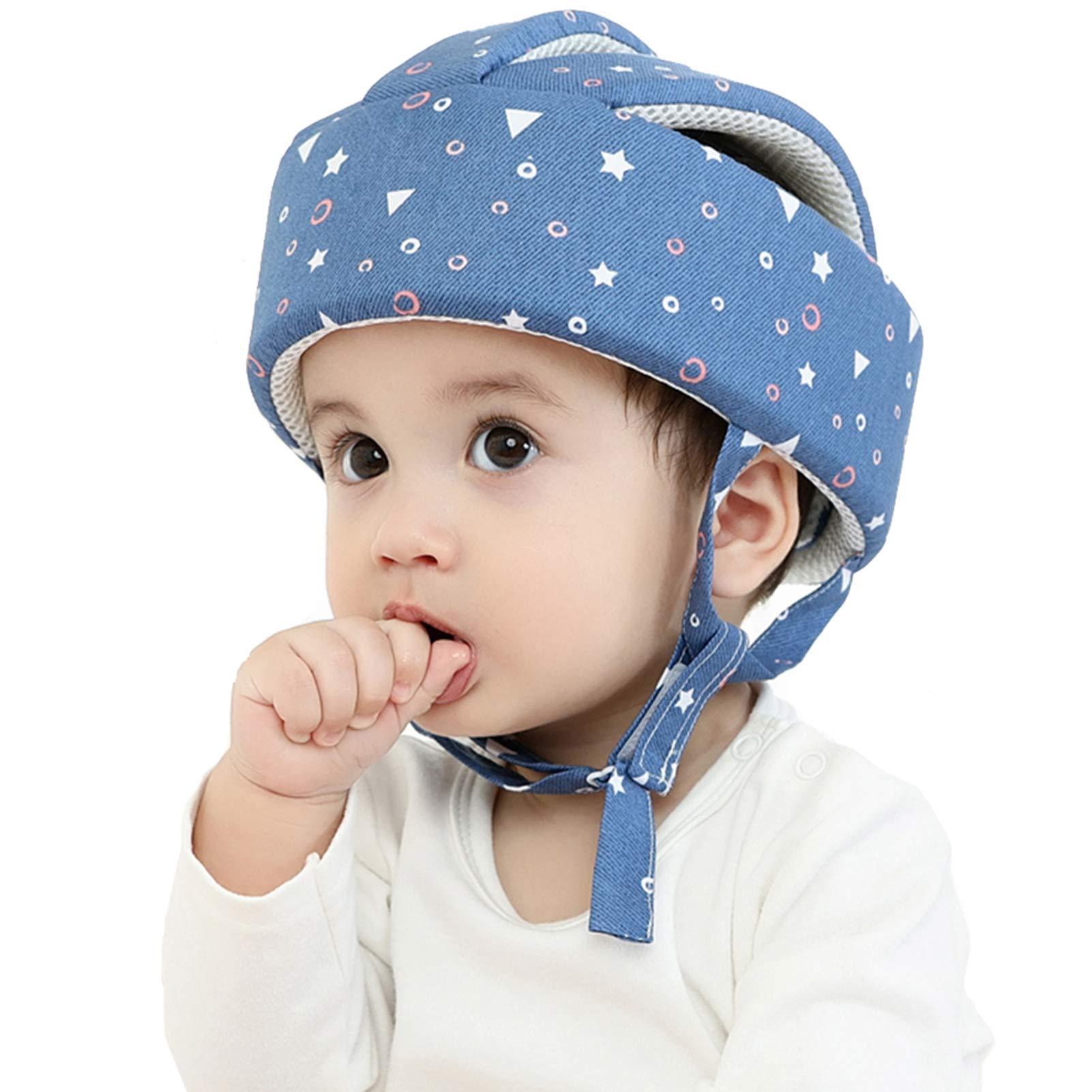 Ocanoiy Baby Safety Helmet Toddler Children Headguard Infant Head Cushion Protective Harnesses Cap Soft Adjustable Kid Safety Hat Head Protector (Starry Blue)