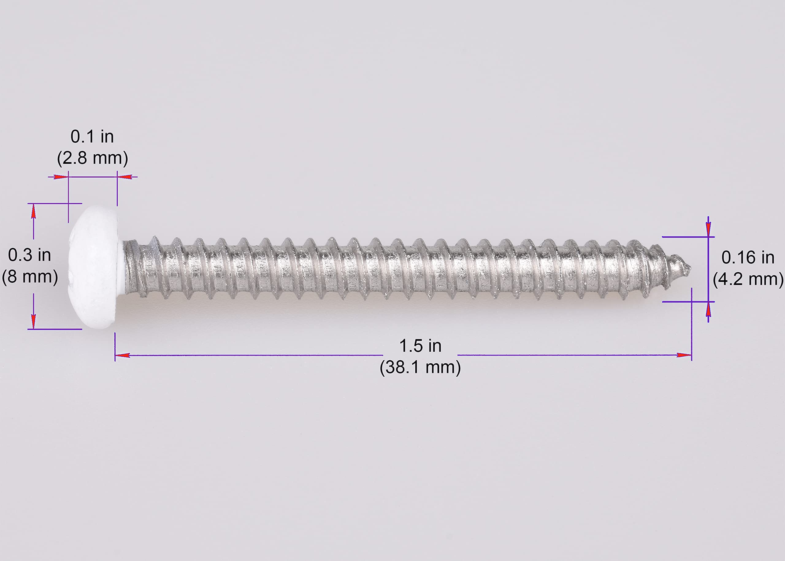 60 pcs # 8 X 1 1/2" White Screws White pan Head Machine Screws White rv Screws Twinfast Thread Cargo RV Zinc Plated Corrosion Resistance #2 Phillips Bit with Screw Bit