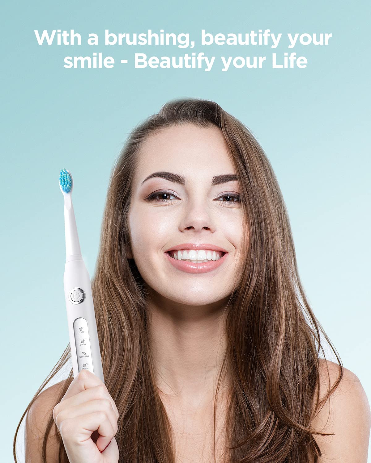 Gloridea Electric Toothbrushes for Adults, Rechargeable Sonic Toothbrushes with 4 Dupont Brush Heads 5 Modes 40,000 VPM Smart Timer Waterproof, 4 Hours Charging Lasts 30 Days, Travel, White