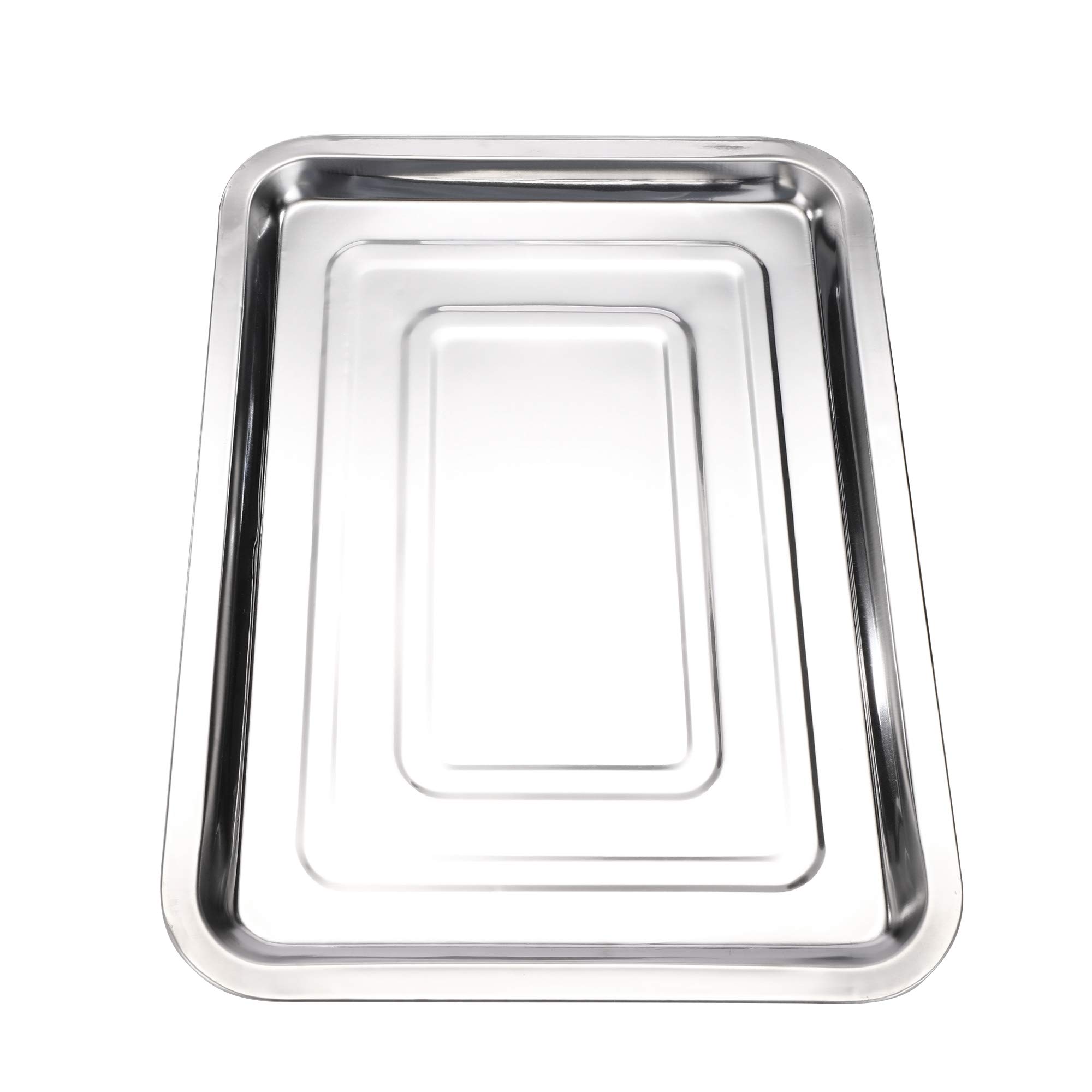 5 Pack Stainless Steel Tray,DOWEI 13 1/2" x 10" Professional Medical Surgical Stainless Steel Tray Dental Body Piercing Instrument Tool Flat Supplies