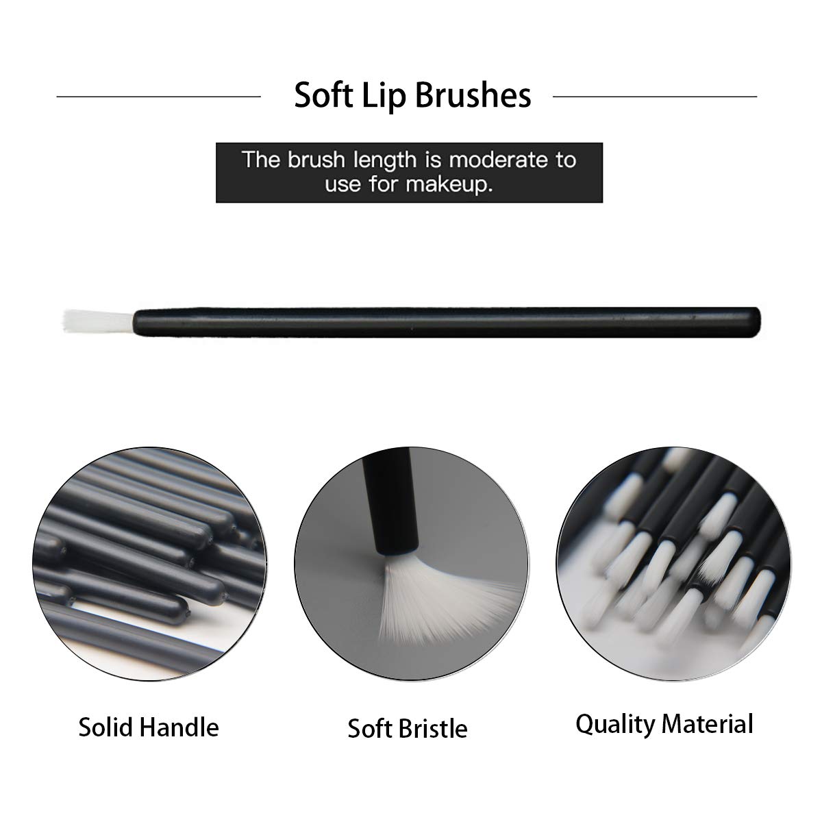 100 Pcs Disposable Makeup Lip Brushes PYO Cookie Paint Brushes Nail Polish Brushes Cosmetic Lip Brush Wands mini paint brushes for cookies (Black)