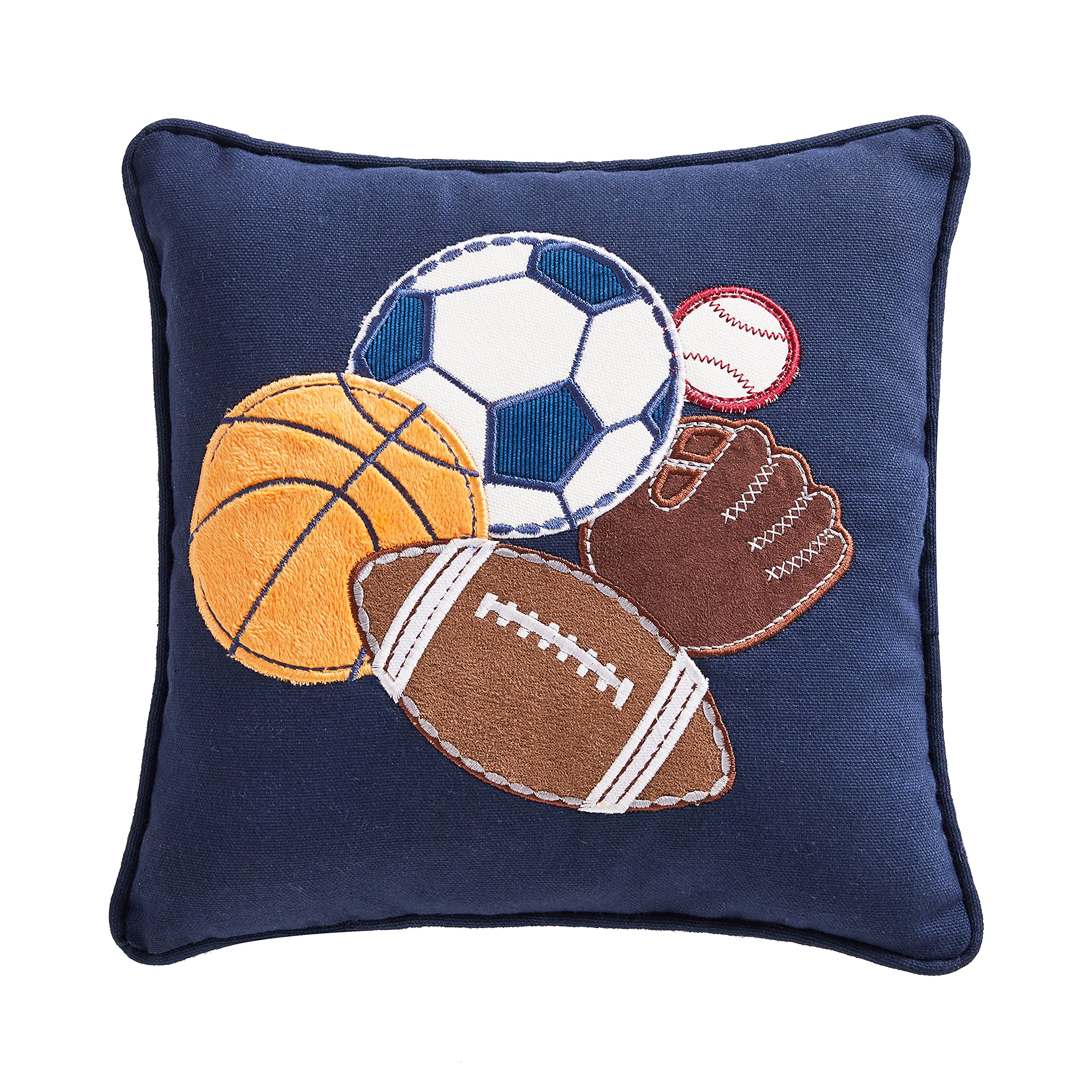 Levtex Baby - Little Sport Toddler Bed Set - Navy, Blue, Taupe, Orange - 5 Piece Set Includes Reversible Quilt 42"x57", Fitted Sheet 28"x52", Flat Sheet 45" x60in, Pillow Case 20"x26", Pillow 10"x12"
