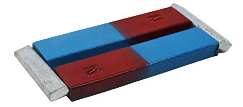 Bar Magnets, Set of 2 - Red & Blue, North/South Poles - Chrome Steel - Includes Keepers - Perfect for Physics Classrooms & Magnetism Experiments - Eisco Labs