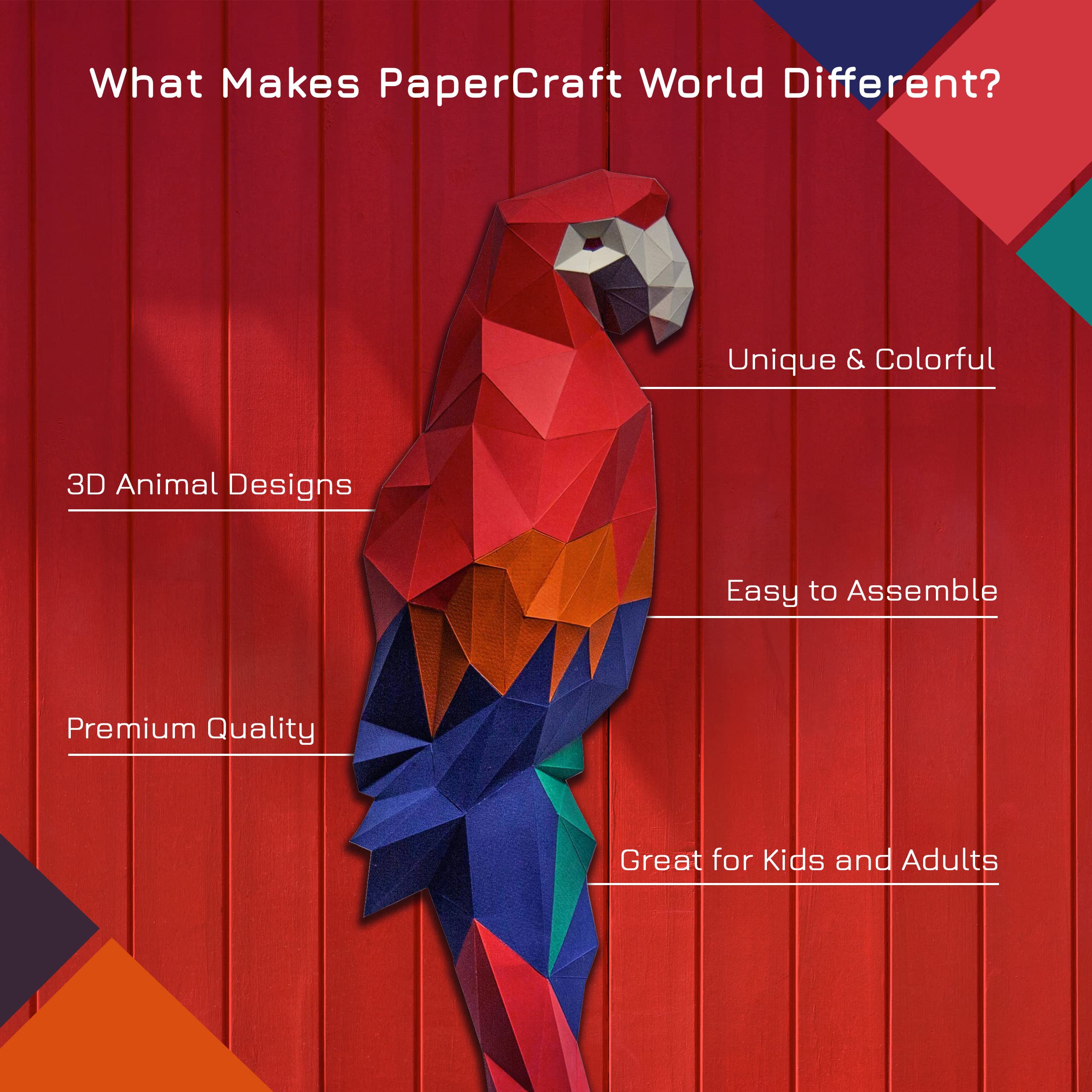3D Paper Animal Wall & Art Decor - Pre-fold & Pre-cut Papercraft 3D Animal Model Kits - 250 GSM Puzzled 3D Origami Paper - DIY 3D Puzzle by PaperCraft World - Bunny