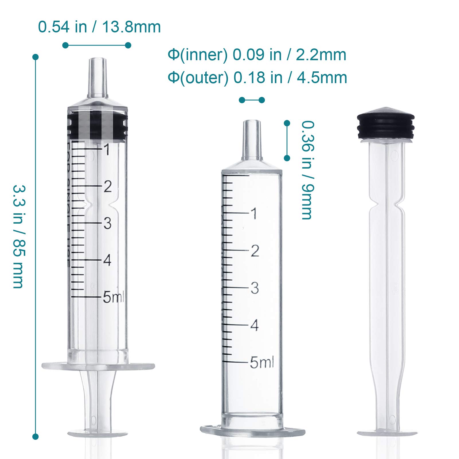 5ml Syringe Without Needle - 5 ml Small Plastic Syringes Sterile Individually Packed with Cap for Lab Medicine Student Measuring Liquid and Pet Dog Cat Baby Feeding Oral Colostrum ( 12 Pack 5cc /ml )