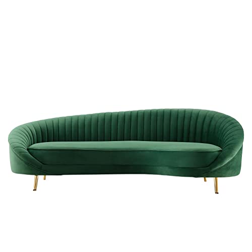 Modway Camber Channel Tufted Performance Velvet Sofa in Emerald