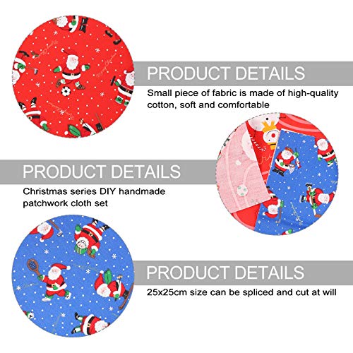 ARTIBETTER Quilted Fabric 13pcs Xmas Patchwork Fabric Christmas Santa Snowman Reindeer Elk Pattern Square Cloth Bundle Holiday Sewing Craft Supplies for Children Kids Fabrics