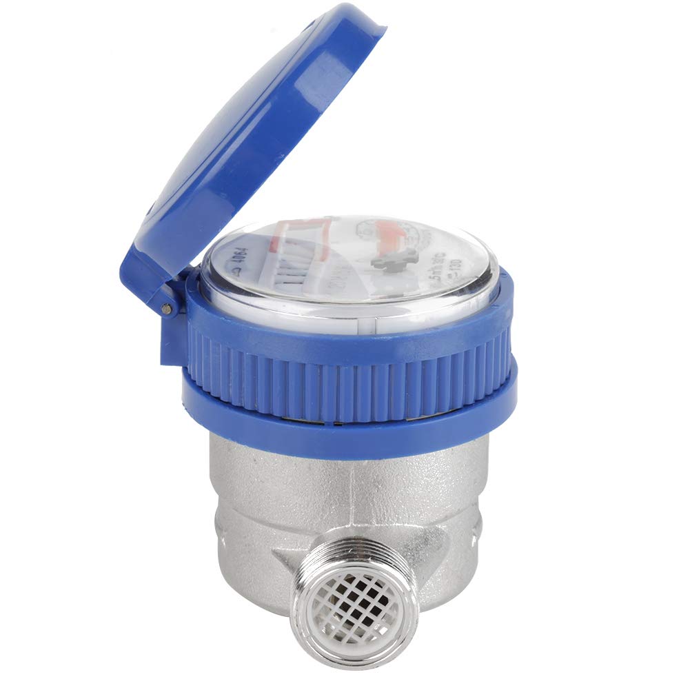 1/2'' Water Meter,0℃~40℃ Digital Cold Wet Water Arbitrary Rotation Gauge Meter,0.0001-99999 Portable Garden Home Cold Water Meter