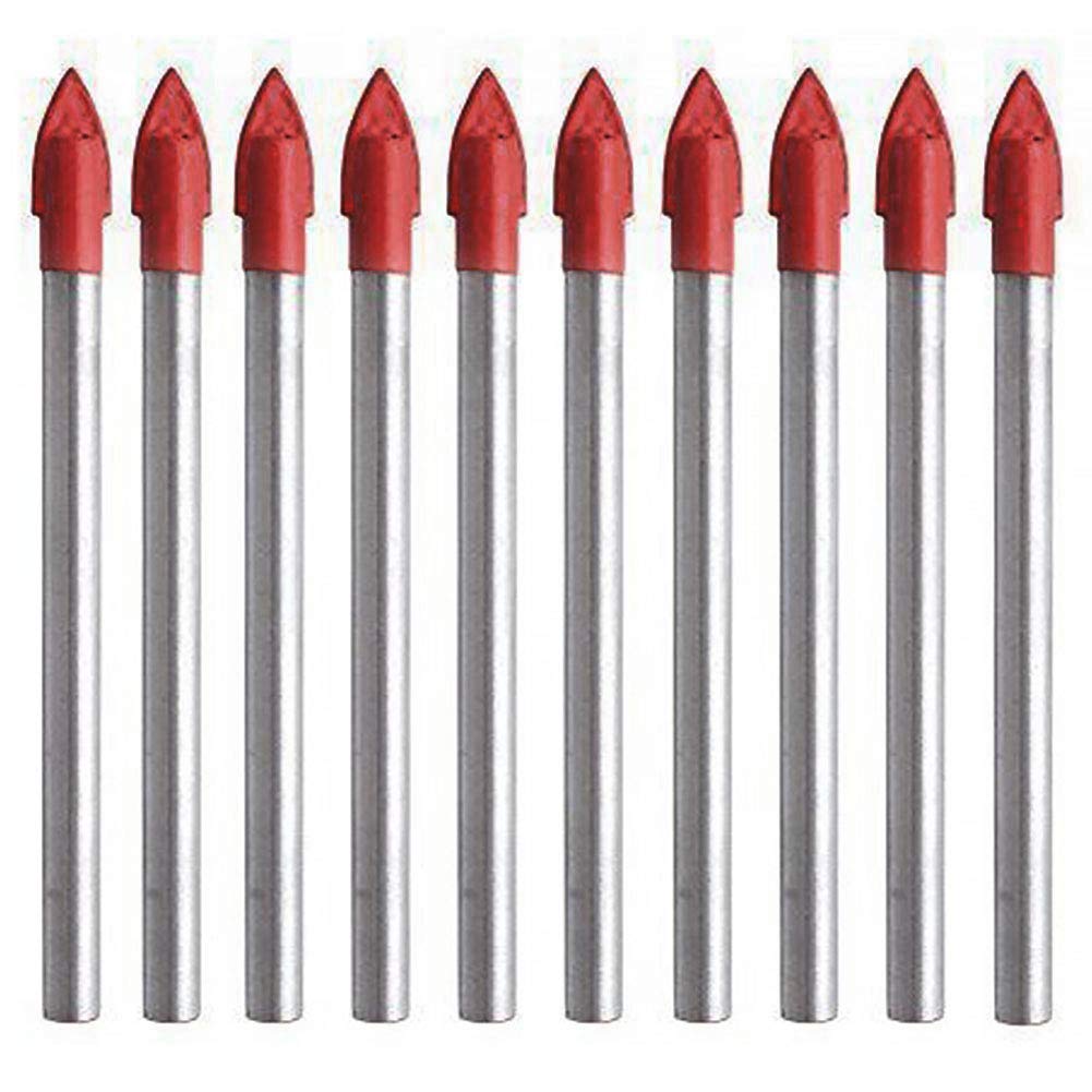 10 PCS Glass and Tile Drilling Tool with Tungsten Carbide 6 mm, Drill Bit Set for Glass Tile Ceramic Mirror Porcelain Marble