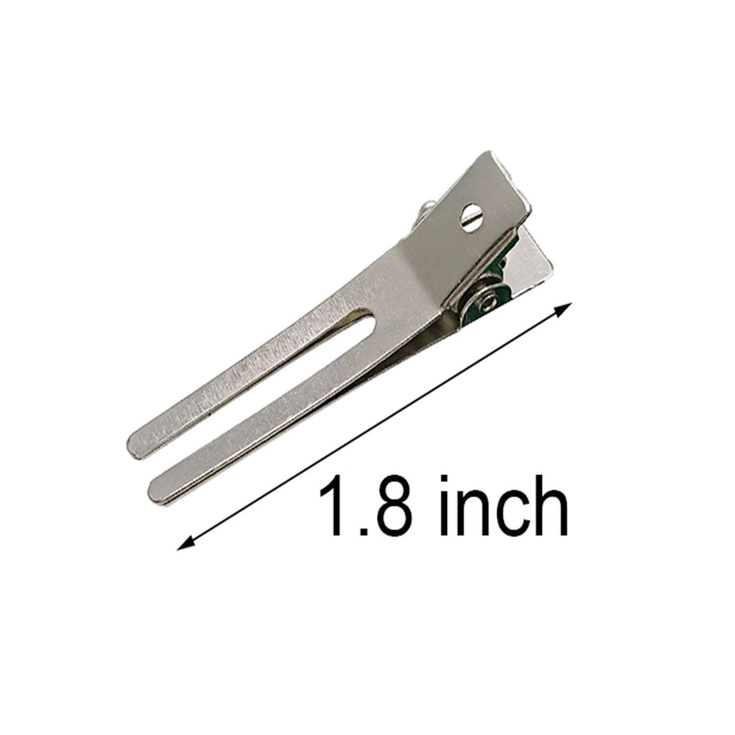 100 Pcs Double Prong Curl Setting Clips 1.8" for Hair Styling, Barber Salon Use - Silver