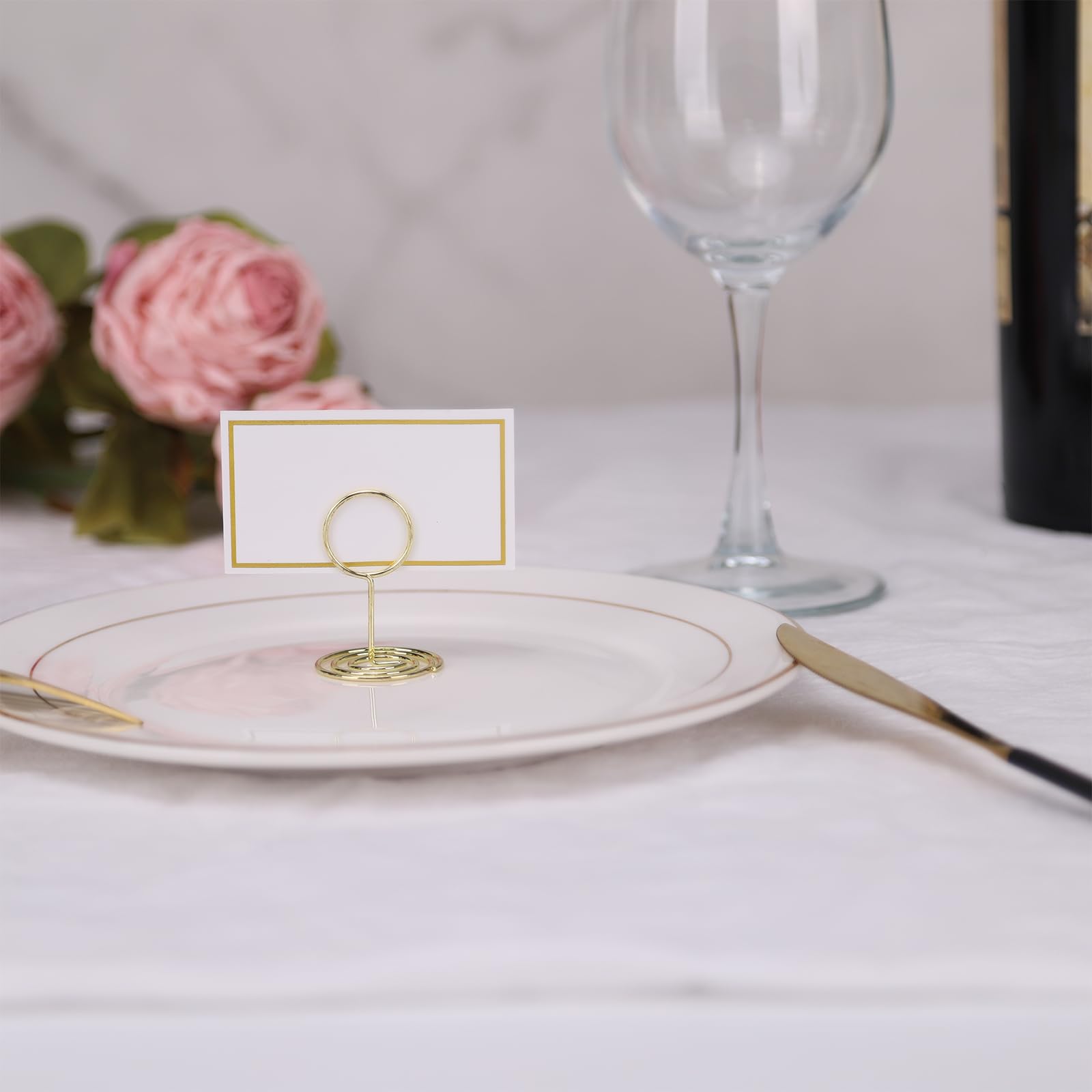 10 PCS Gold Place Card Holder 2 Inch Mini Table Number Holders with Cards Table Stands Wire Memo Clips Holder for Wedding Party Centerpiece Restaurant Decorations Table Setting Baby Shower
