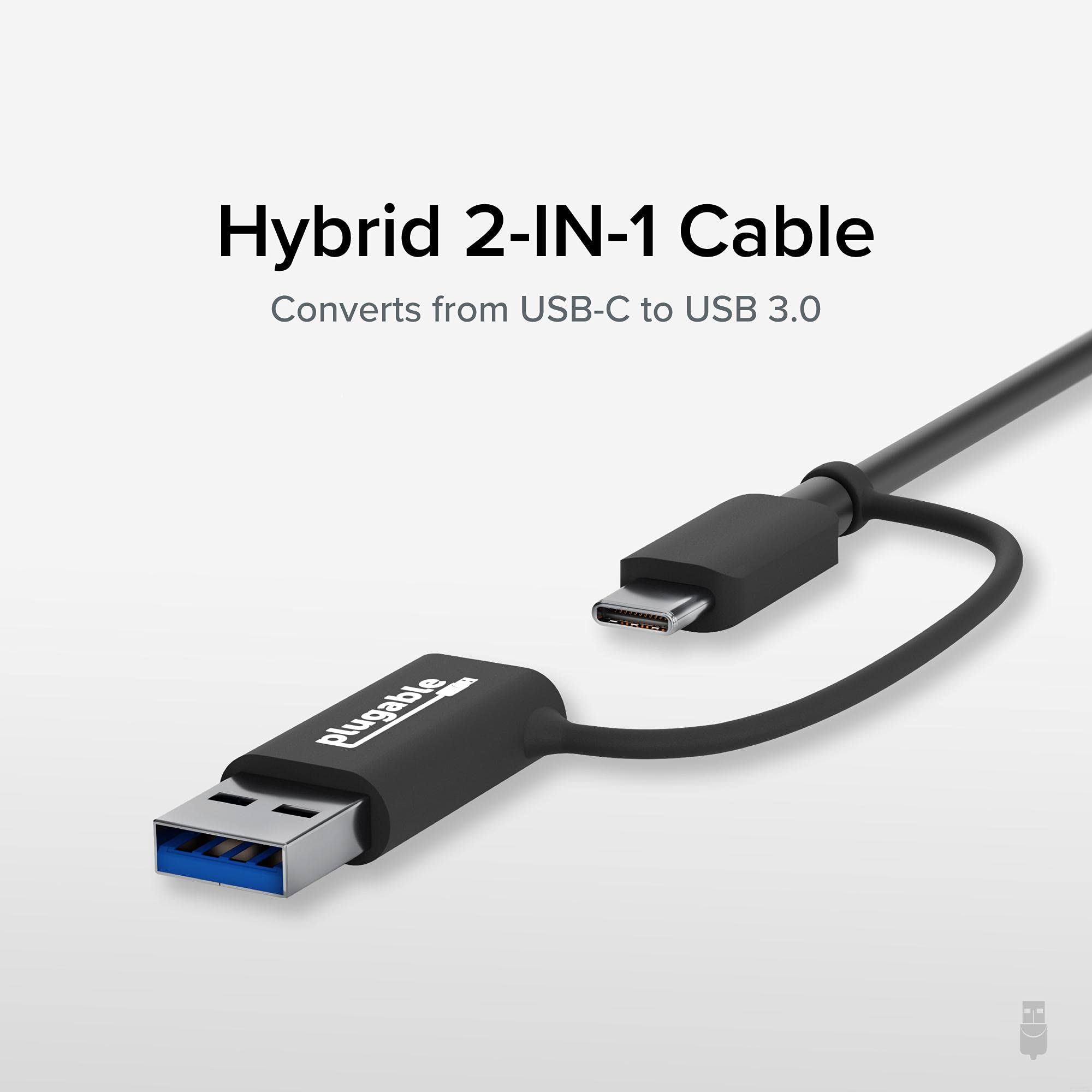 Plugable 2.5GB USB Ethernet Adapter for Laptop, 2-in-1 Cable, USB 2.5GB Ethernet Adapter, USB-C and USB Compaitble, USB-C to RJ45 2.5 Gigabit LAN Ethernet, Compatible with Mac and Windows
