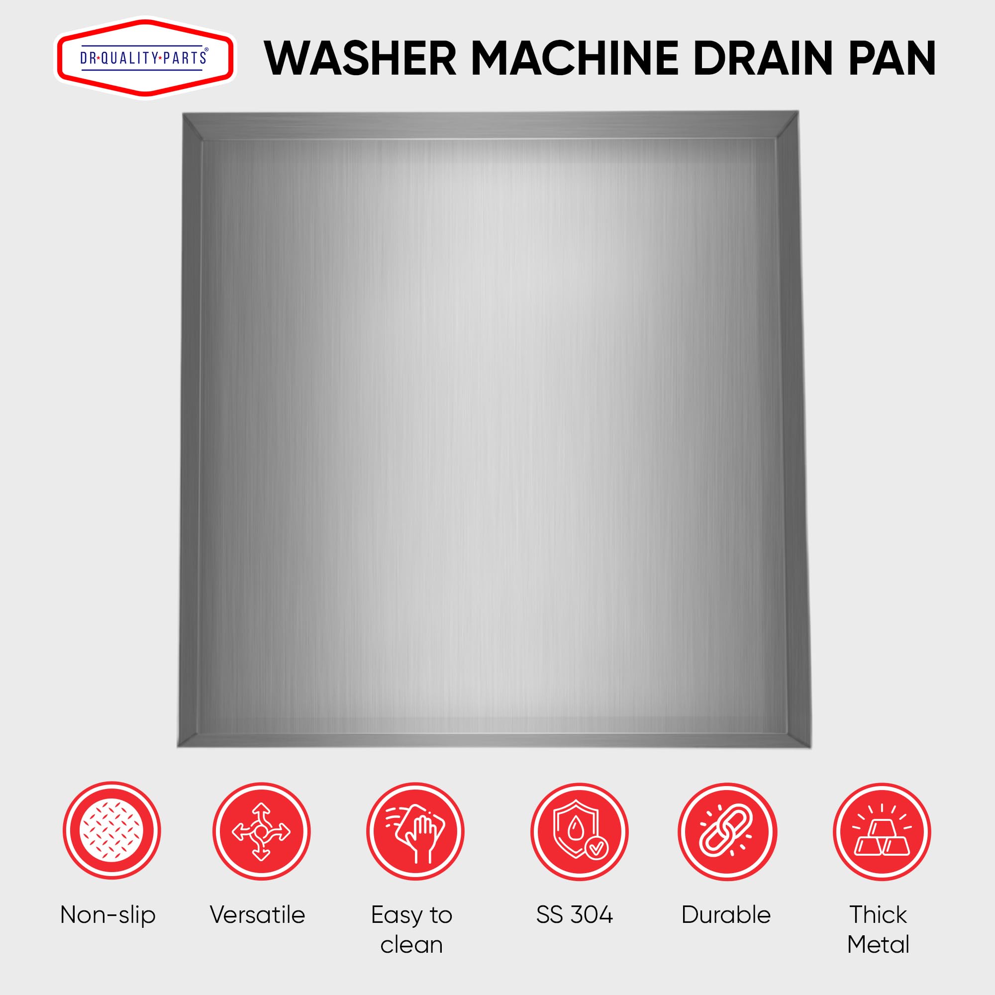 30" x 30" 2.5" Heavy Duty Washer Machine Drain Pan, Stainless Steel Fine (30x30x2.5)