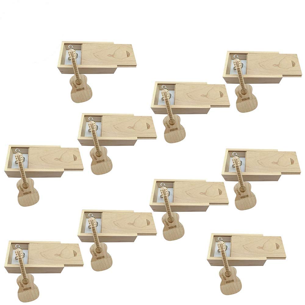 10 PCS Guitar Shaped Wood Memory Stick USB Flash Drive in Wood Box (2.0/16GB, Maple)