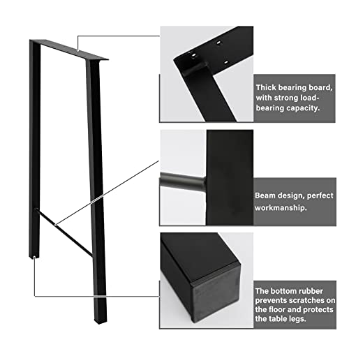 Tengchang 30" Metal Desk Dining Table Legs Black, Set of 2